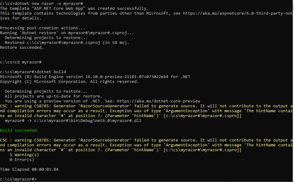 [Windows ARM64] with .net6 preview3 SDK installed, warning and error occurred when build and run ...