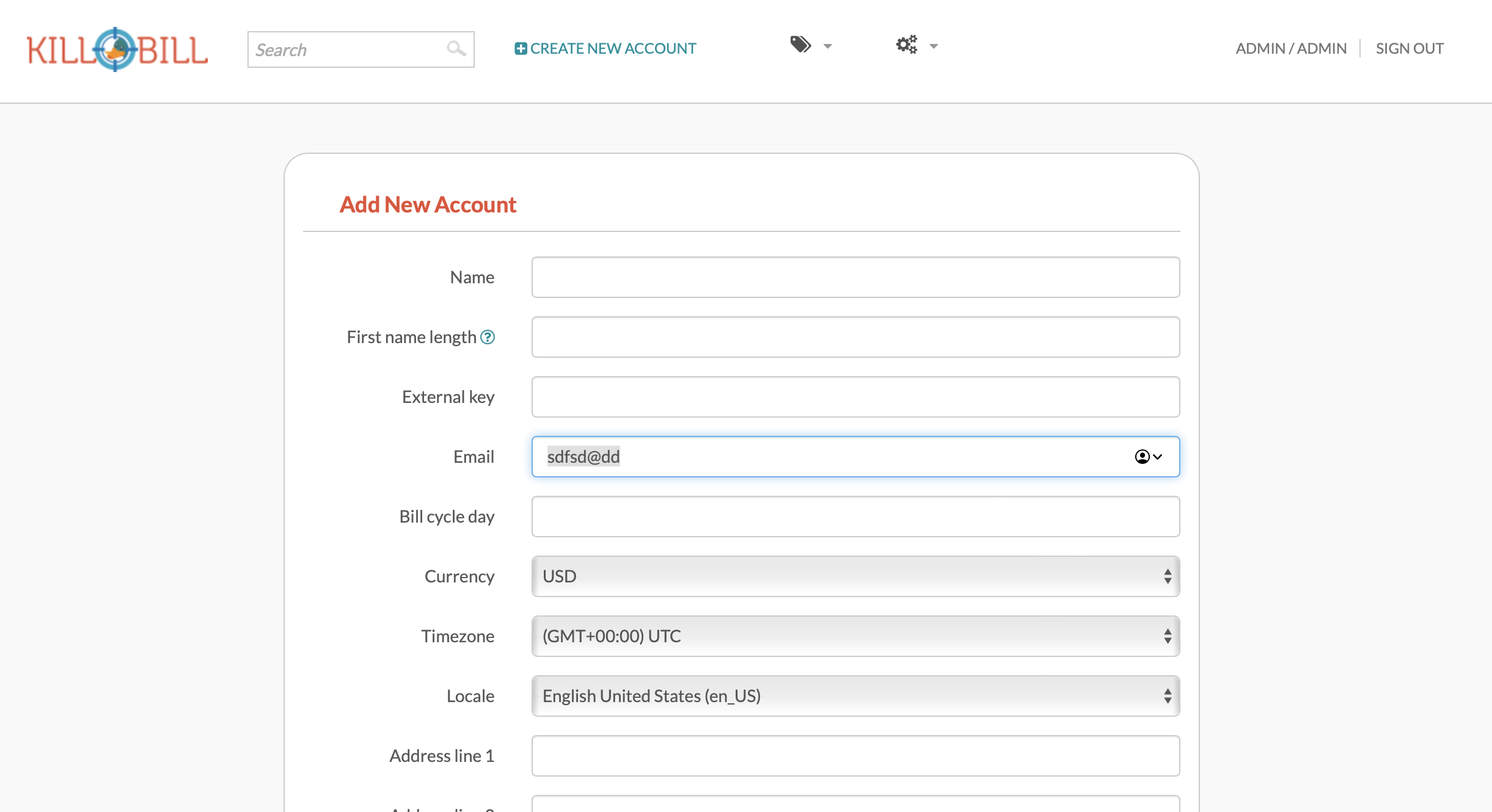 Fix Kaui validations while creating an account · Issue #284 · killbill/killbill-admin-ui · GitHub