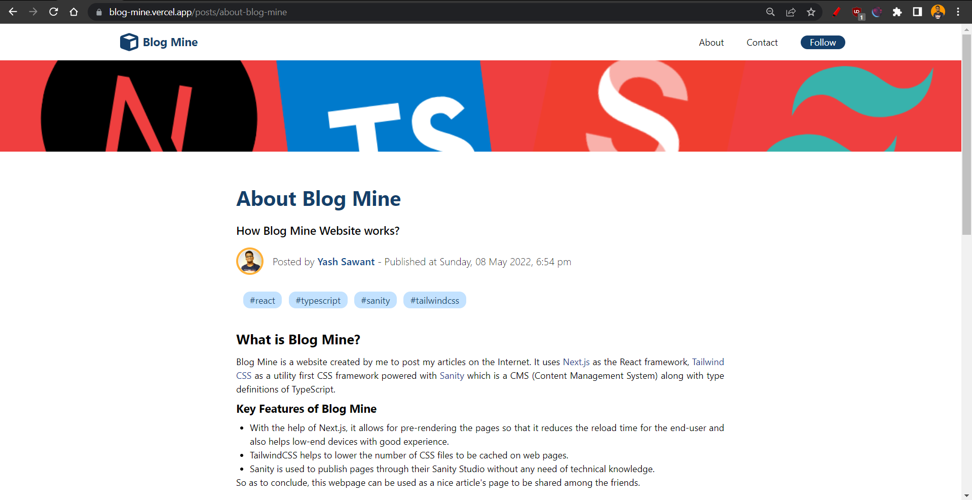 Github Yashksawant Blog Mine Blog Mine Is A Blog Website Consisting