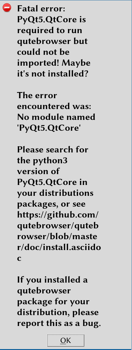 Problem Loading Pyqt5 After This Mornings Update · Issue 6891 · Qutebrowserqutebrowser · Github 1718