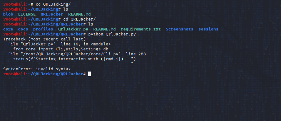 SyntaxError: invalid syntax · Issue #136 · OWASP/QRLJacking · GitHub