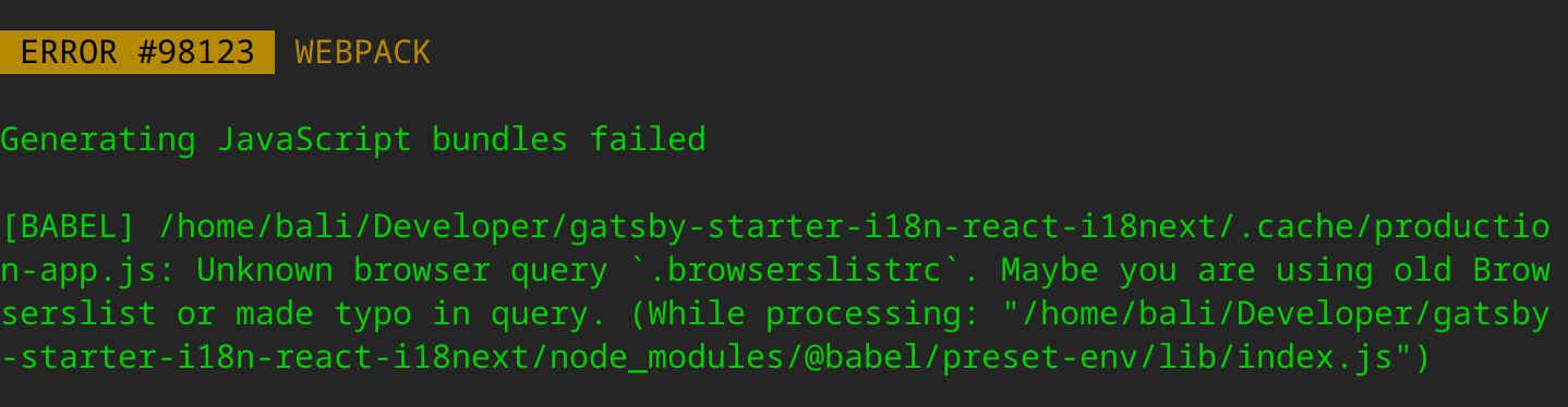 Support Browserslistrc · Issue 24575 · Gatsbyjsgatsby · Github