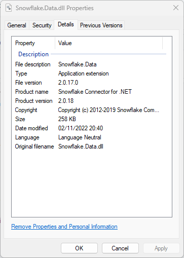 Version 2.0.18 reports has file version of 2.0.17 · Issue #550 · snowflakedb/snowflake-connector ...