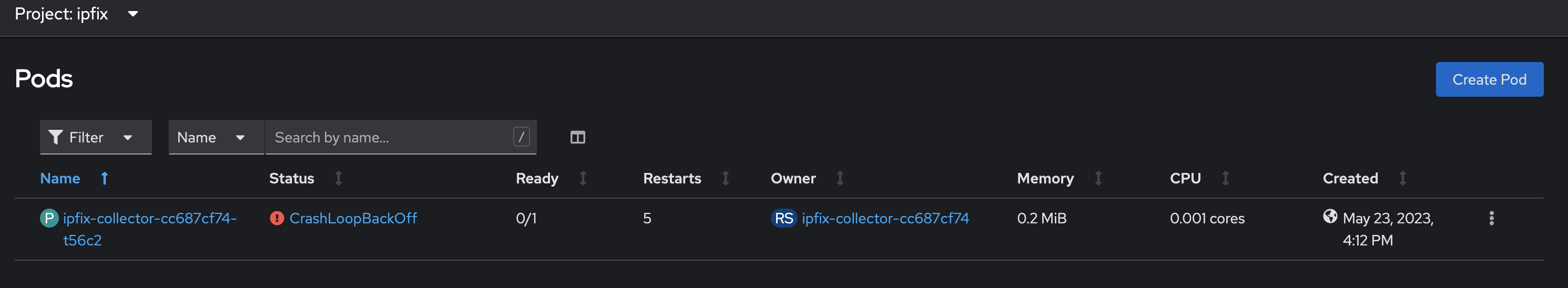 ipfix collector pod in error state when trying to deploy from main ... ipfix collector pod in error state when trying to deploy from main ...