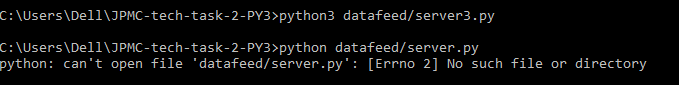 can't execute python datafeed/server.py · Issue #239 · insidesherpa/JPMC-tech-task-2 · GitHub