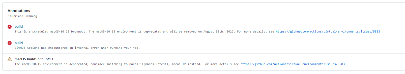 macOS 10.15 automated build needs upgrade (to work with GitHub Actions) · Issue #6566 ...