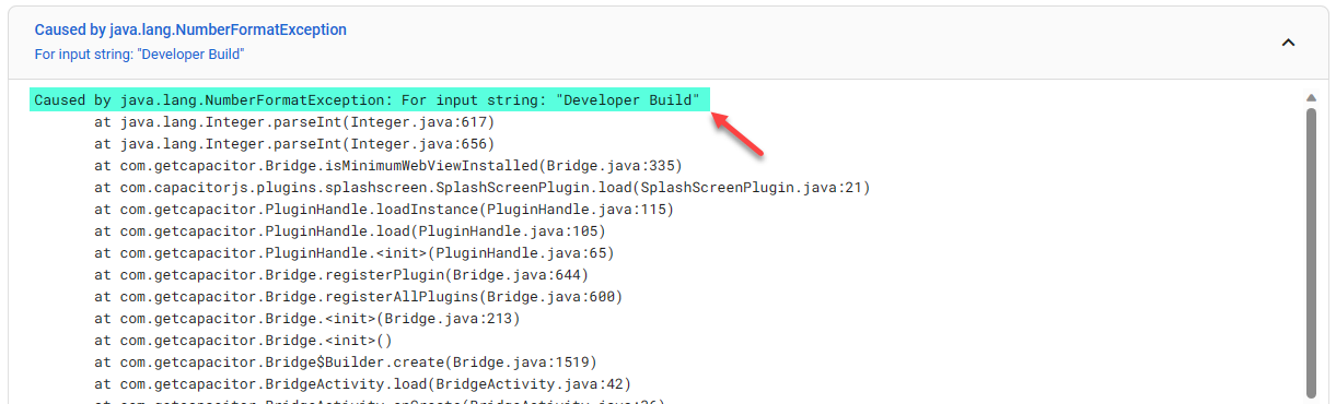bug: Capacitor crashing when Webview Version is "Developer Build" · Issue #6144 · ionic-team ...