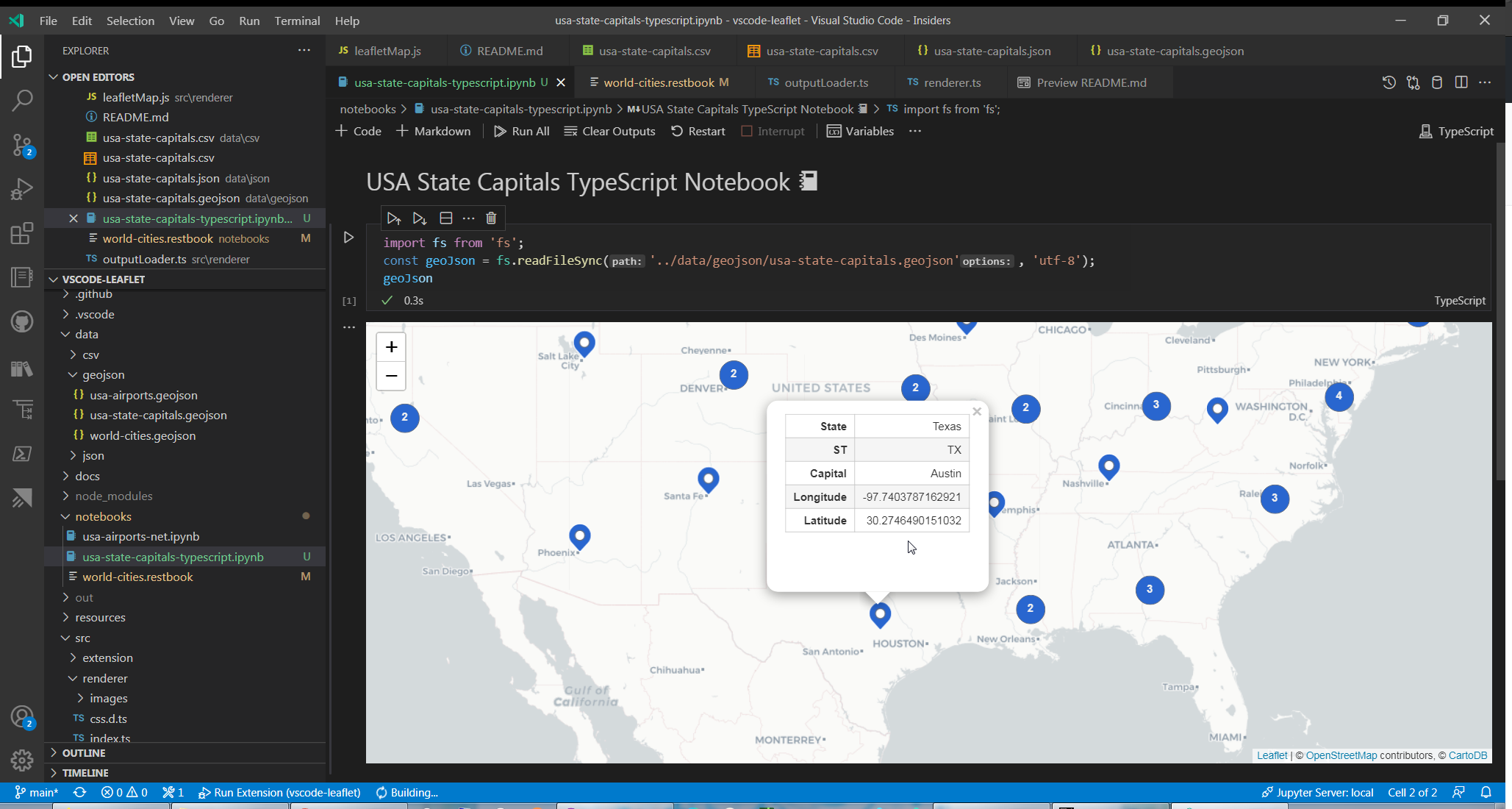 Add Typescript Ipynb Example · Issue 50 · Randomfractals Vscode Leaflet · Github