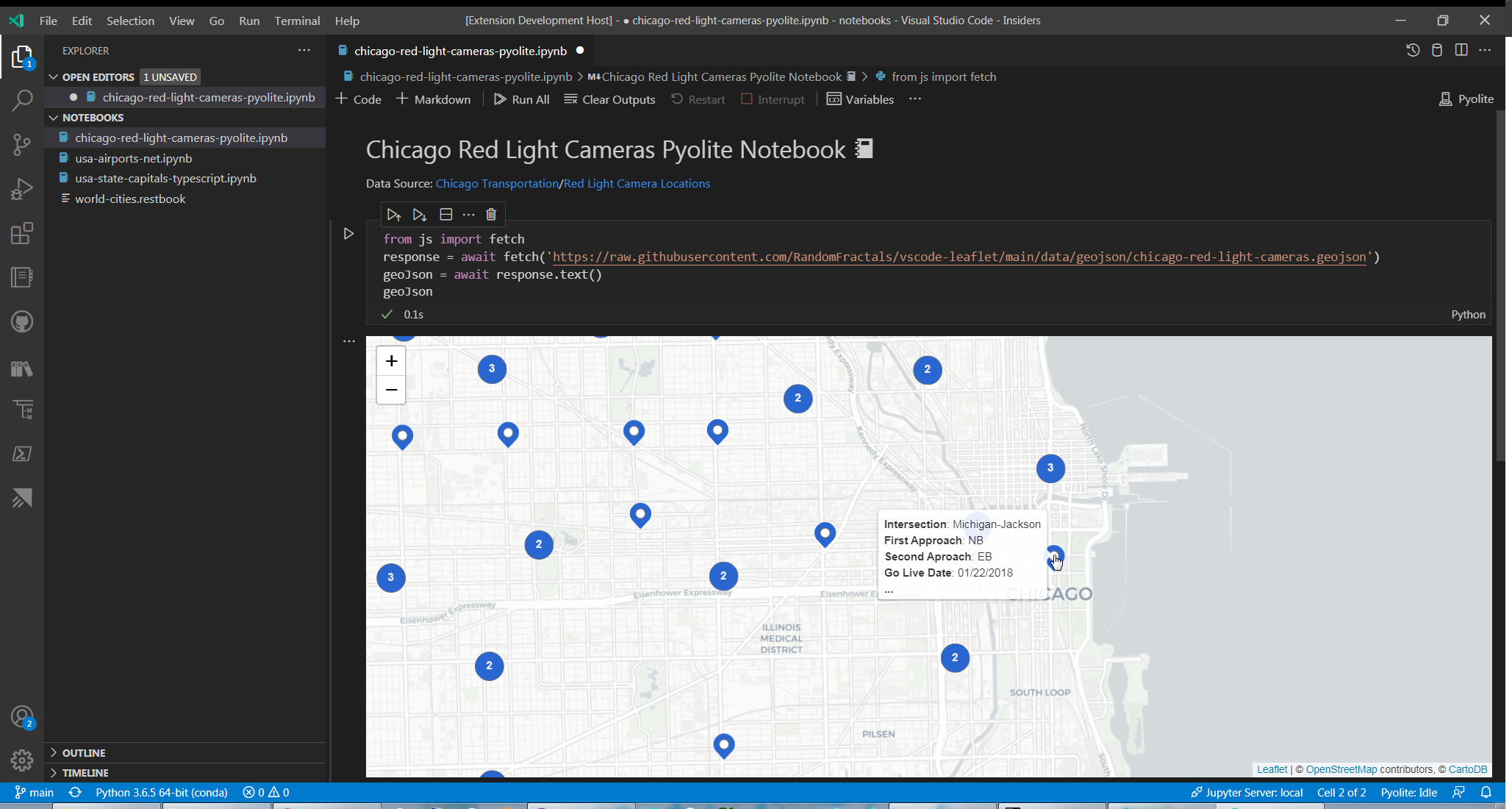 Add Pyolite Notebook Example · Issue 53 · Randomfractals Vscode Leaflet · Github