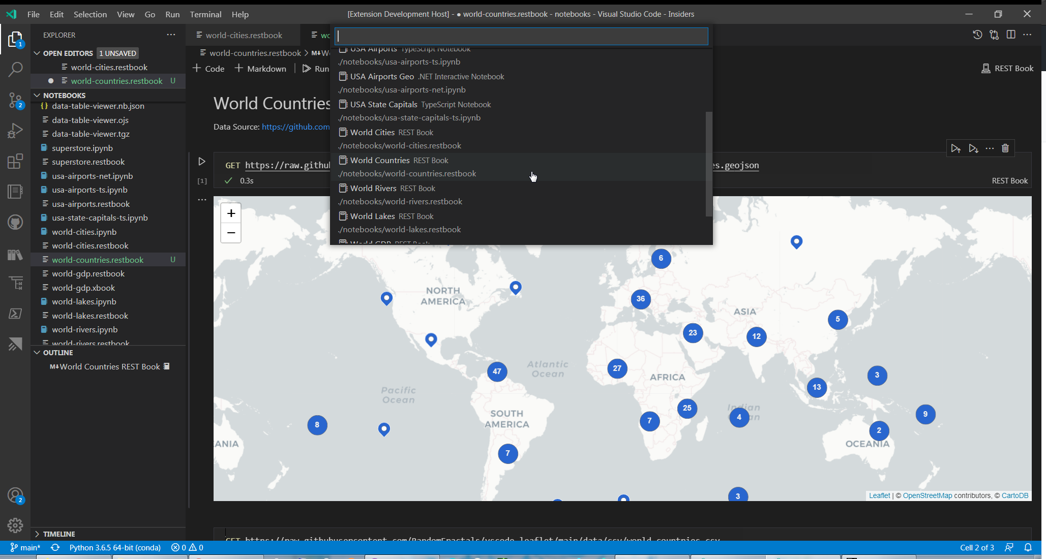 Add World Countries Leaflet Map notebook example to built-in Notebook Examples · Issue #103 ...