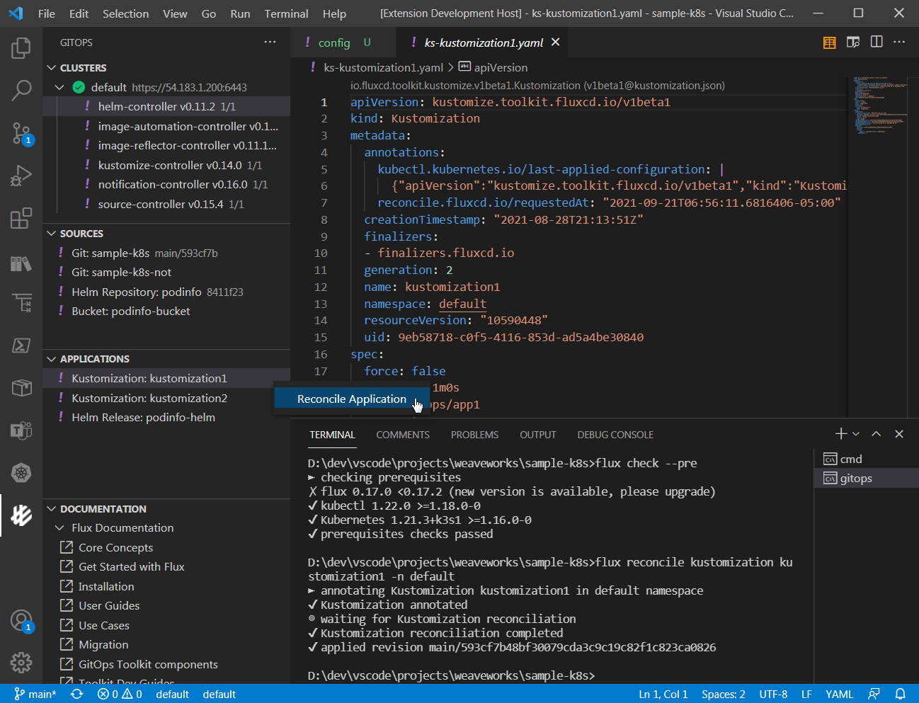 Allow instant reconciliation of any application · Issue #43 · weaveworks/vscode-gitops-tools ...