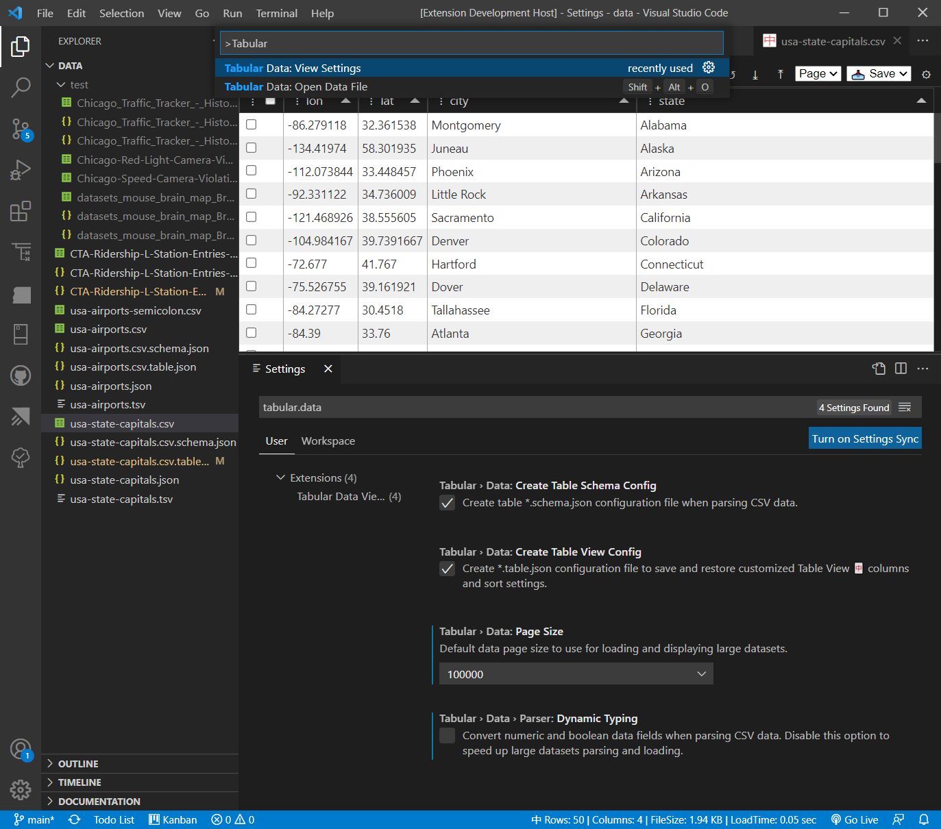 Persist Table View Config Settings For Restore On Vscode Reload Or After Table View Tab Close