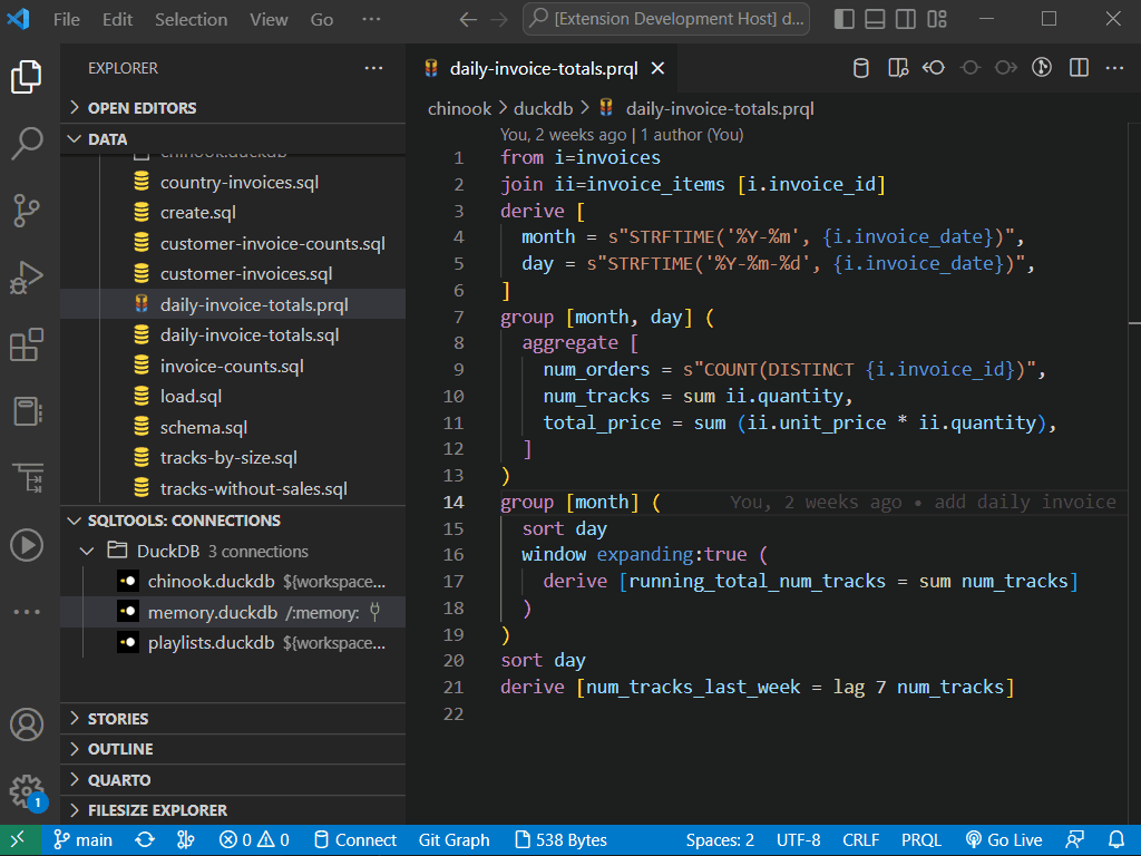 Add Generate SQL File command · Issue #42 · PRQL/prql-vscode · GitHub