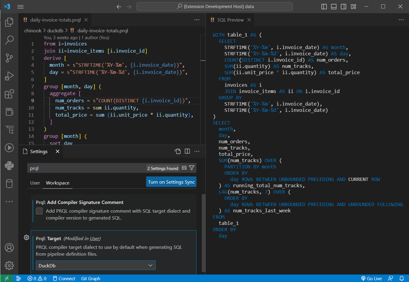 Add Prql Compiler Signature Comment Boolean Setting To Extension Config · Issue 94 · Prqlprql