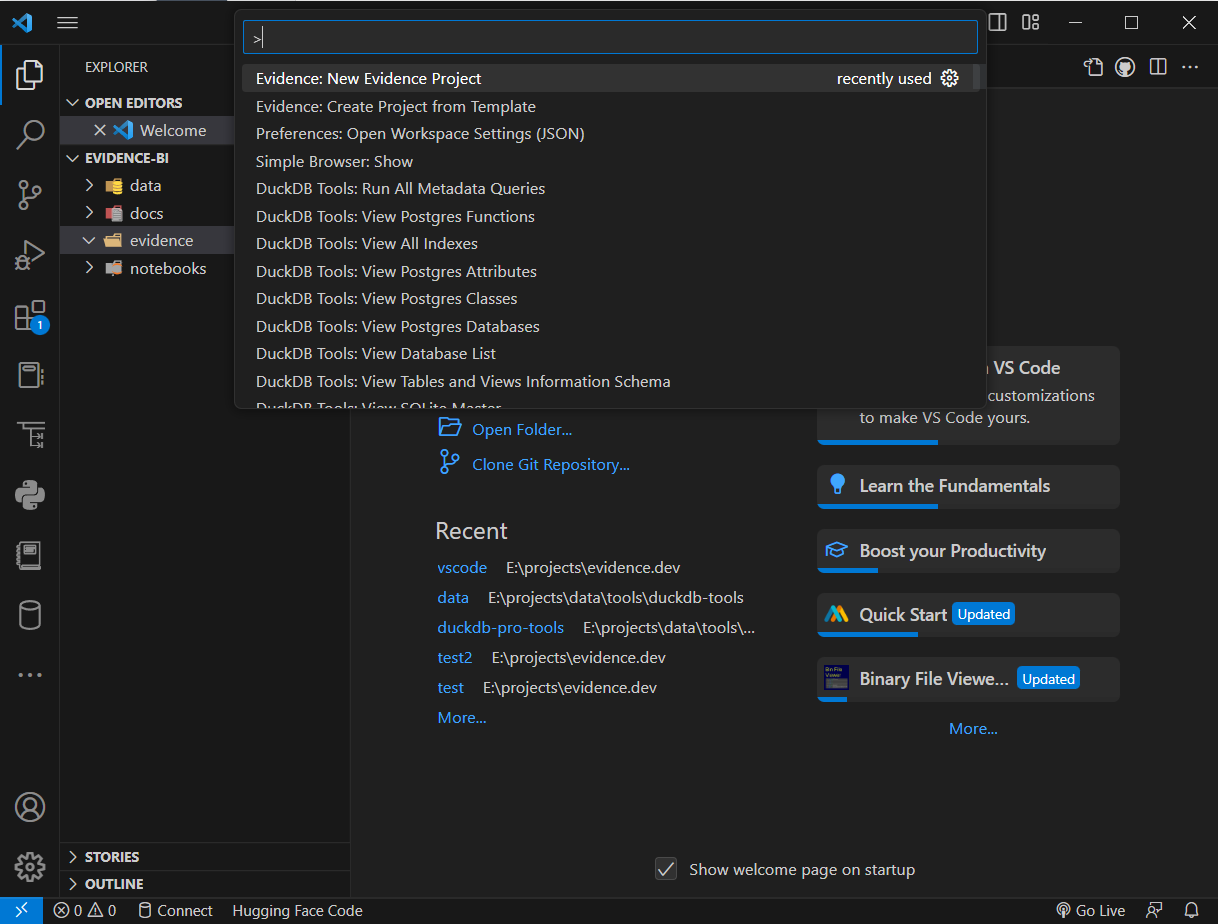 Add `evidence New Project` Command And Folder Context Menu Options · Issue 48 · Evidence Dev