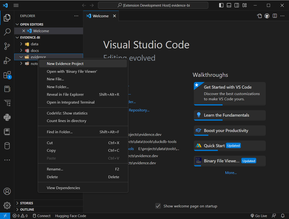Add `Evidence: New Project` command and folder context menu options · Issue #48 · evidence-dev ...