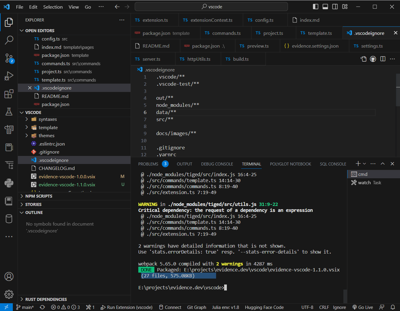 Document, package, and publish `v1.1.0` release · Issue #65 · evidence-dev/evidence-vscode · GitHub