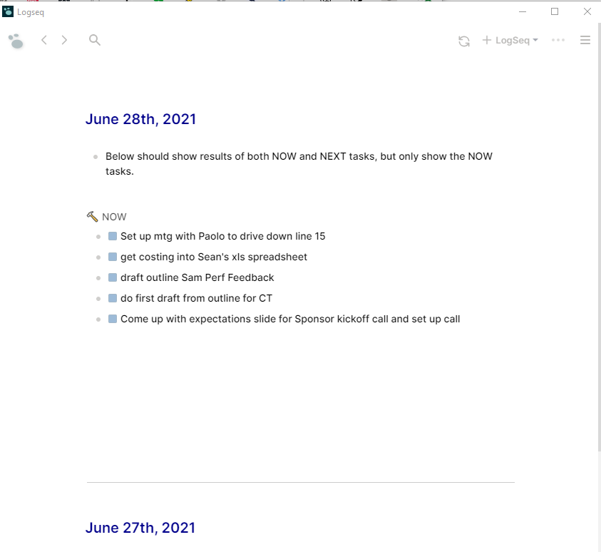NEXT query on Journal page does not appear to function · Issue #2312 · logseq/logseq · GitHub