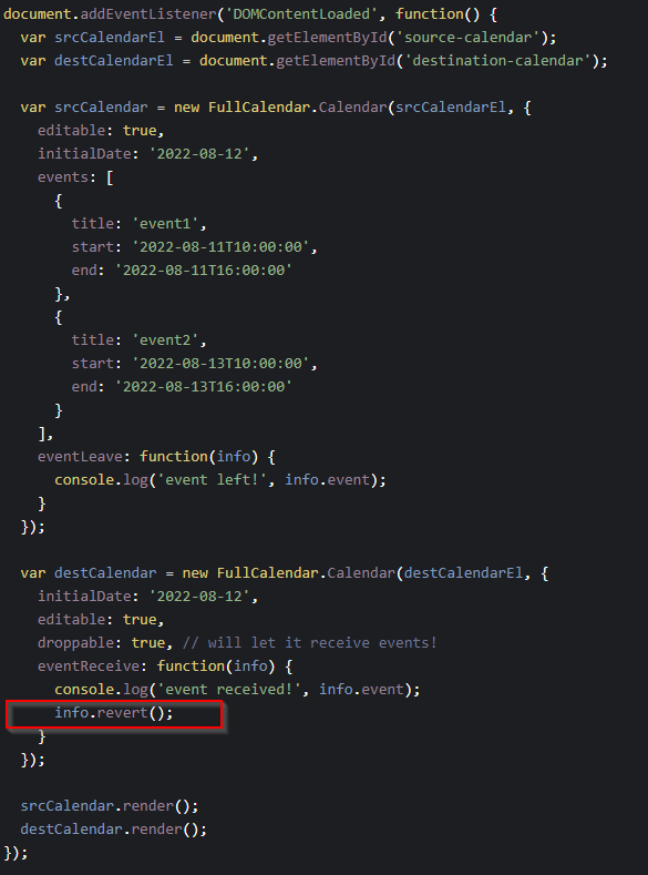 Dragging Between Calendars- Revert does not return event to first calendar · Issue #6947 ...