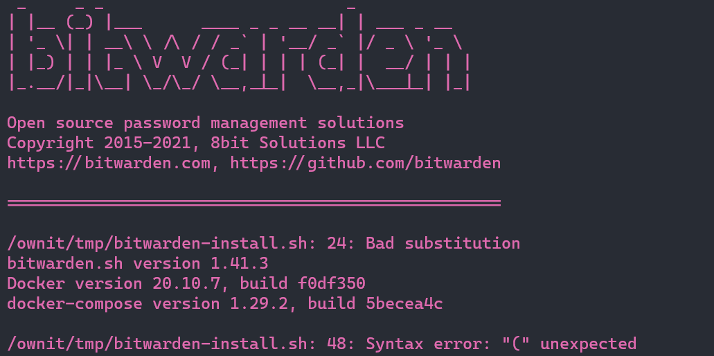 Bad substitution · Issue #1405 · bitwarden/server · GitHub
