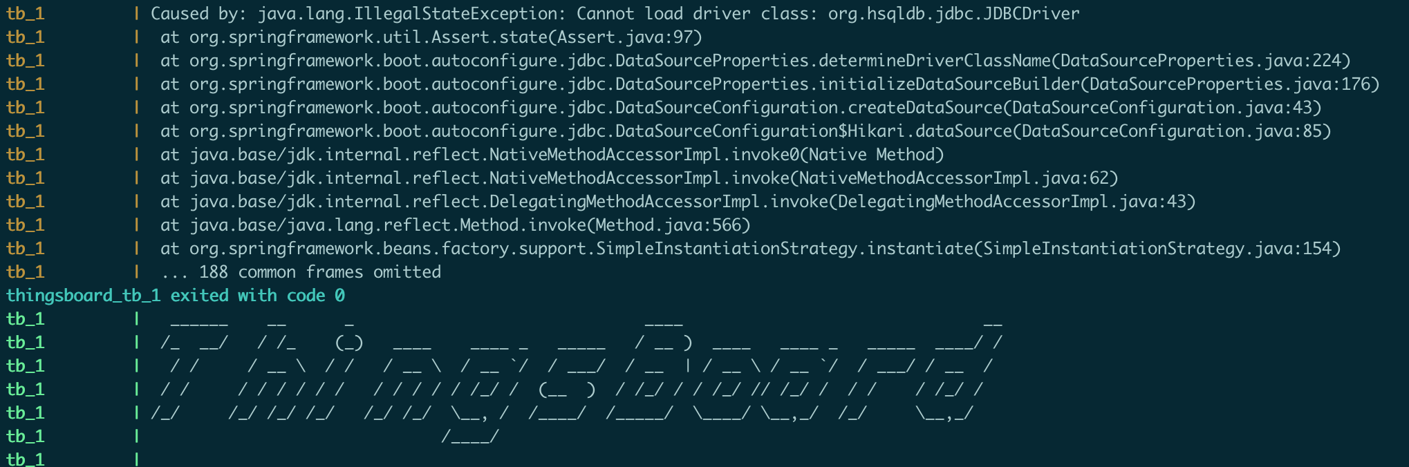 [Bug] thingsboard_tb_1 exited with code 0 · Issue #7136 · thingsboard/thingsboard · GitHub