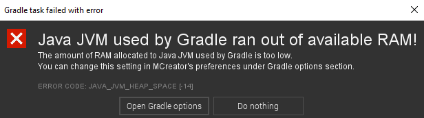 RAM is too low when creating Spigot Server Plugin · Issue #455 · MCreator/MCreator · GitHub