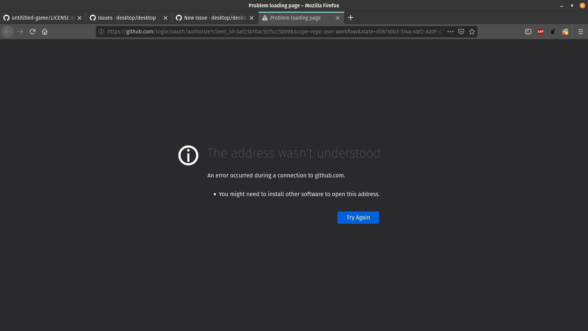 Unable to log in · Issue #11251 · desktop/desktop · GitHub