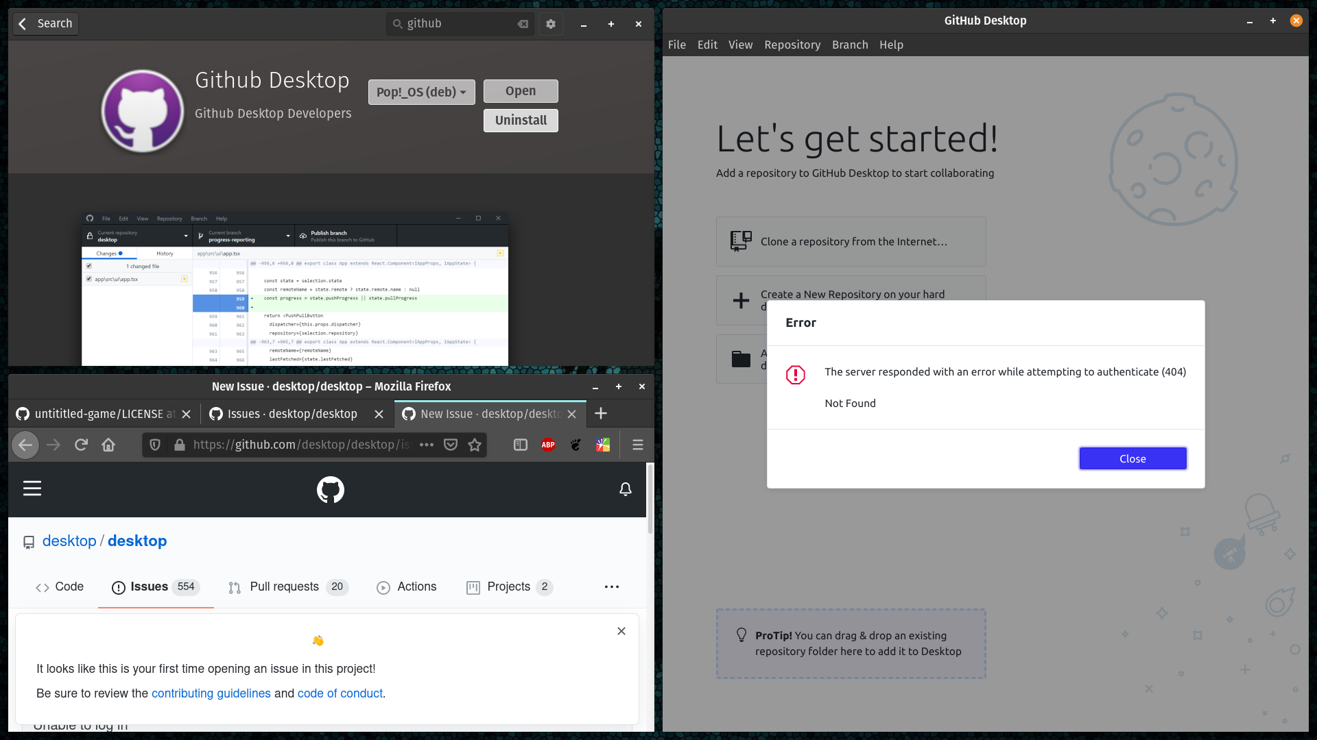Unable to log in · Issue #11251 · desktop/desktop · GitHub