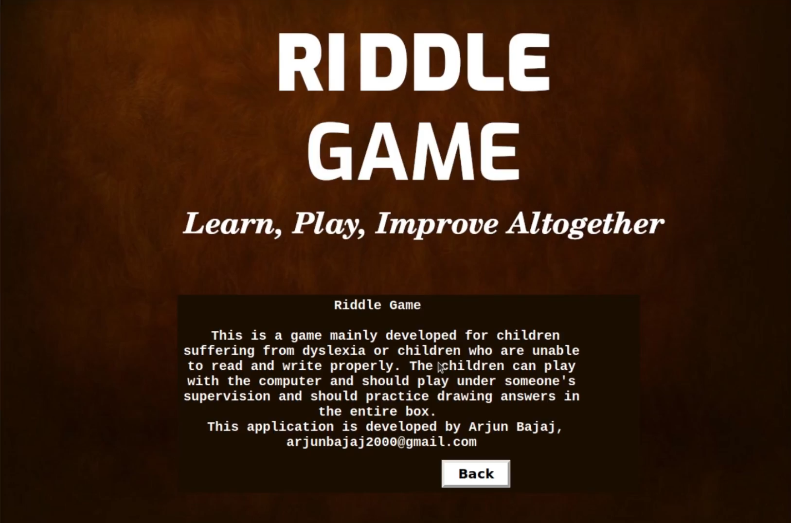 GitHub - ArjunBajajAB/RIddle-Game-for-Dyslexic-Students-using-Deep-Learning