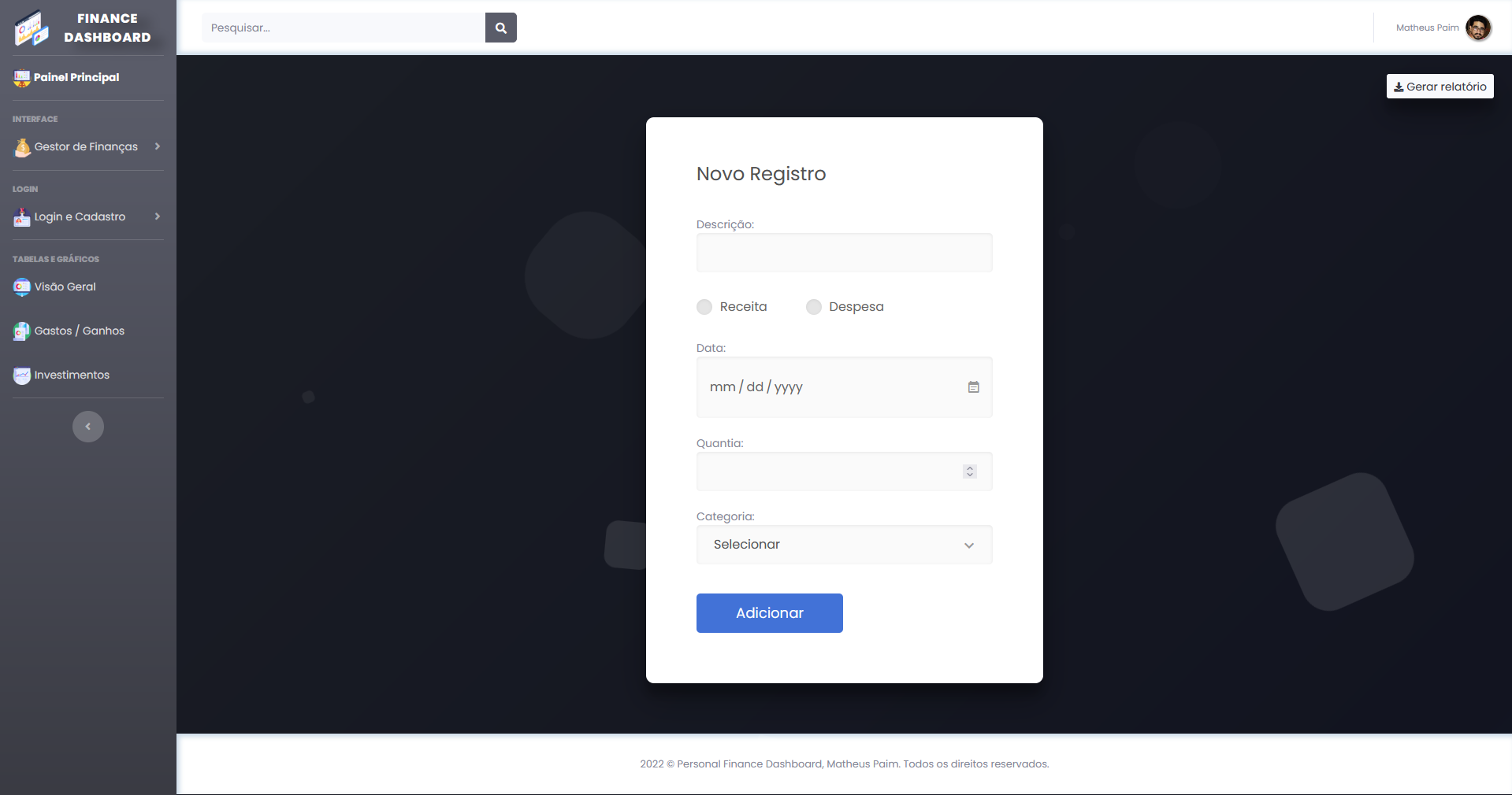 GitHub - matheuspaiim/Finance_Dashboard