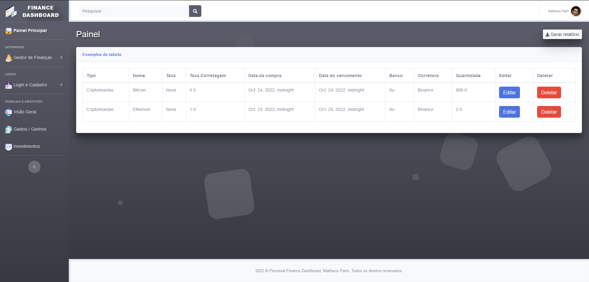 GitHub - matheuspaiim/Finance_Dashboard