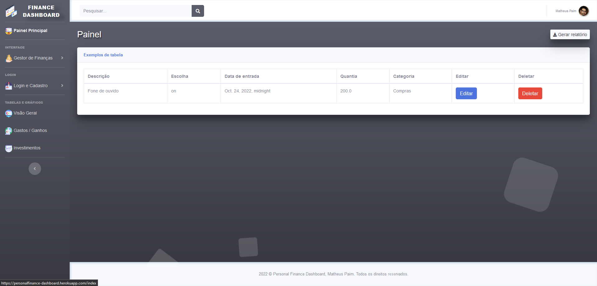 GitHub - matheuspaiim/Finance_Dashboard