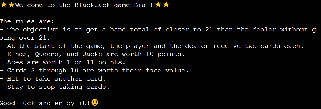 GitHub - biareiam/blackjack: Game of Black Jack in Python