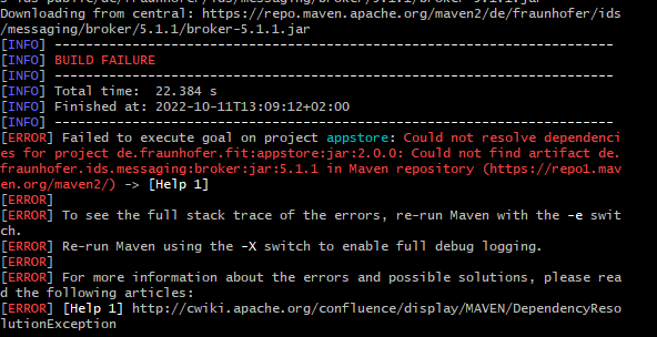 Missing artifact "de.fraunhofer.ids.messaging:broker:jar:5.1.1 in Maven repository (https ...