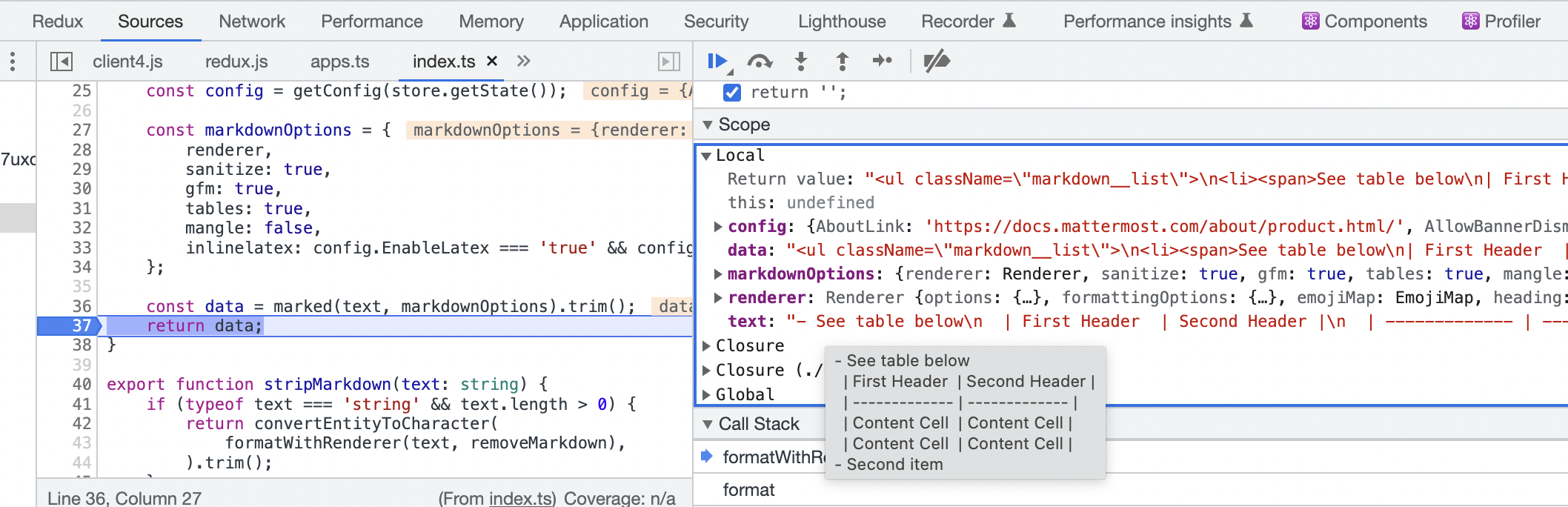 Markdown table inside list item is not rendered · Issue #20993 · mattermost/mattermost · GitHub