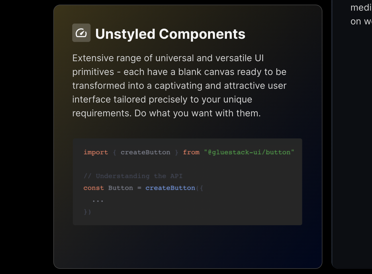 [enhancement] Unstyled Components Section Code Look Blurry On Gluestack Web Landing Page