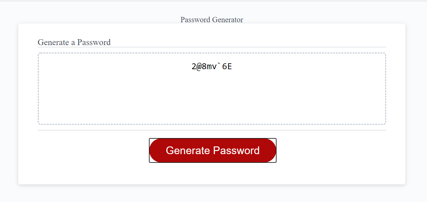 GitHub - pettisnick/Javascript-Password-Generator: The Password ...