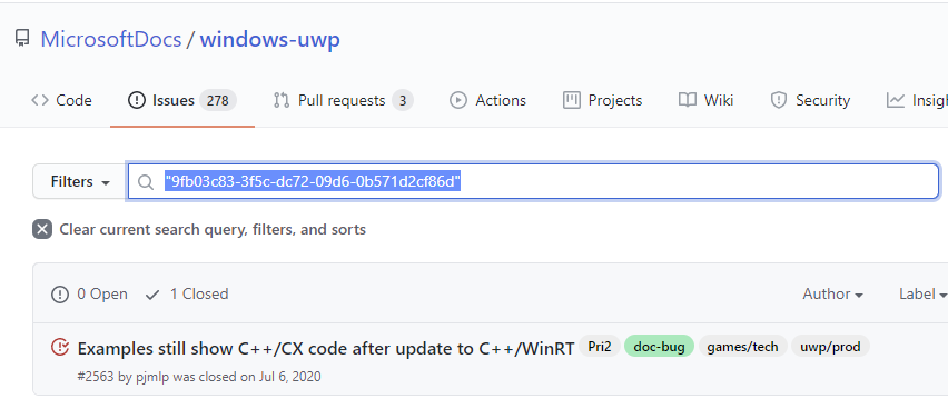 The 'View all page feedback' link on this page includes a search argument that hides search ...