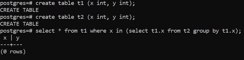 Internal Error: correlated InputRef having some issue when group by table outside the subquery ...