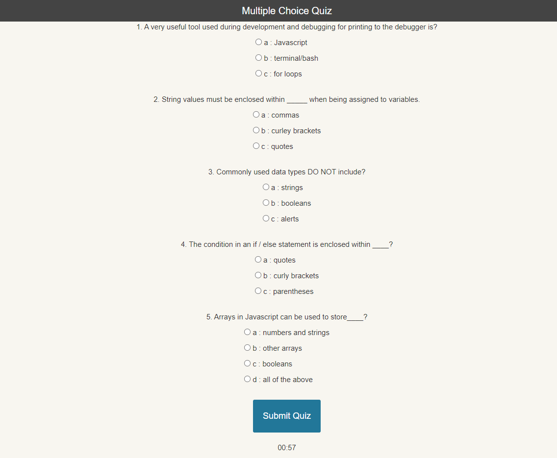 Github Elphinhotesuperquiz Timed 5 Question Javascript Quiz