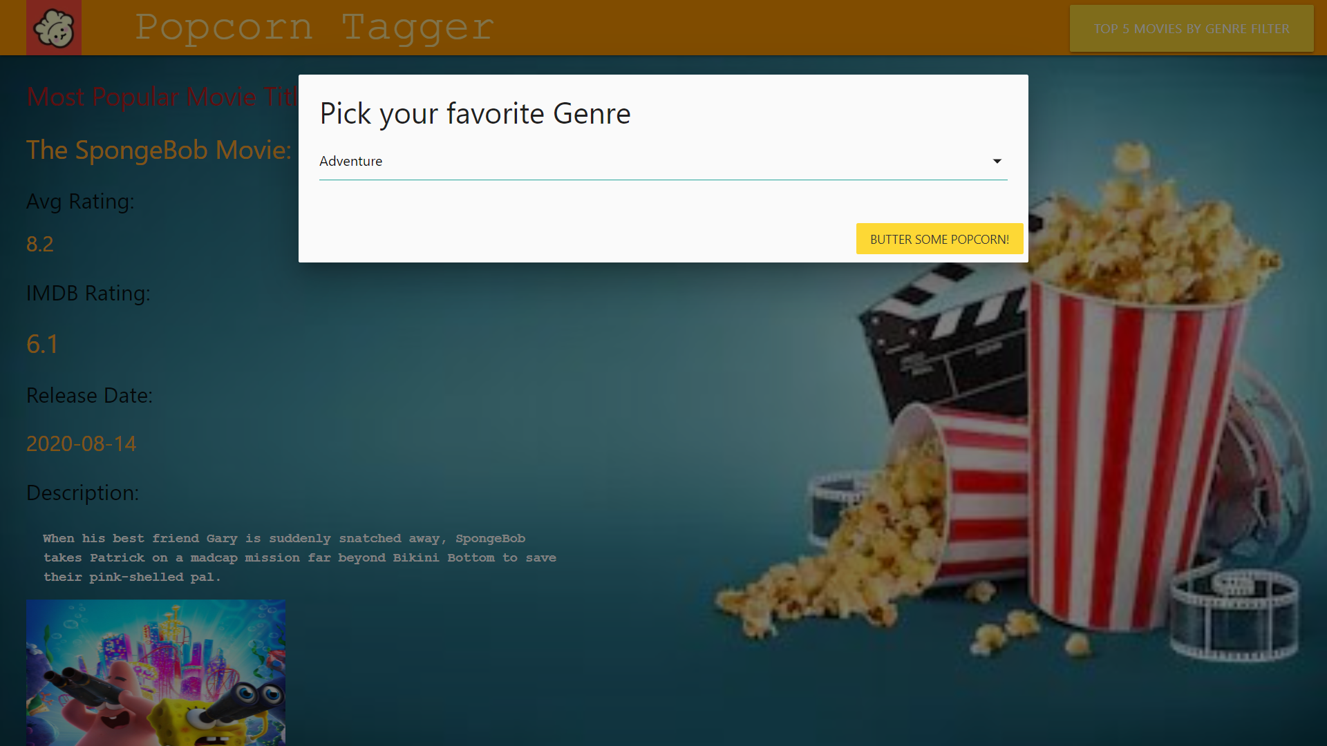 GitHub - elphinhote/popcorntoddy: Project 1 Movie Search Engine