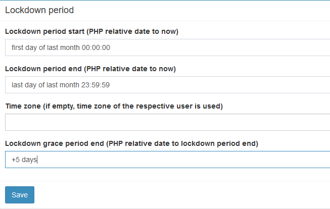 Setting lockdown period leads to 500 internal server error · Issue #3390 · kimai/kimai · GitHub