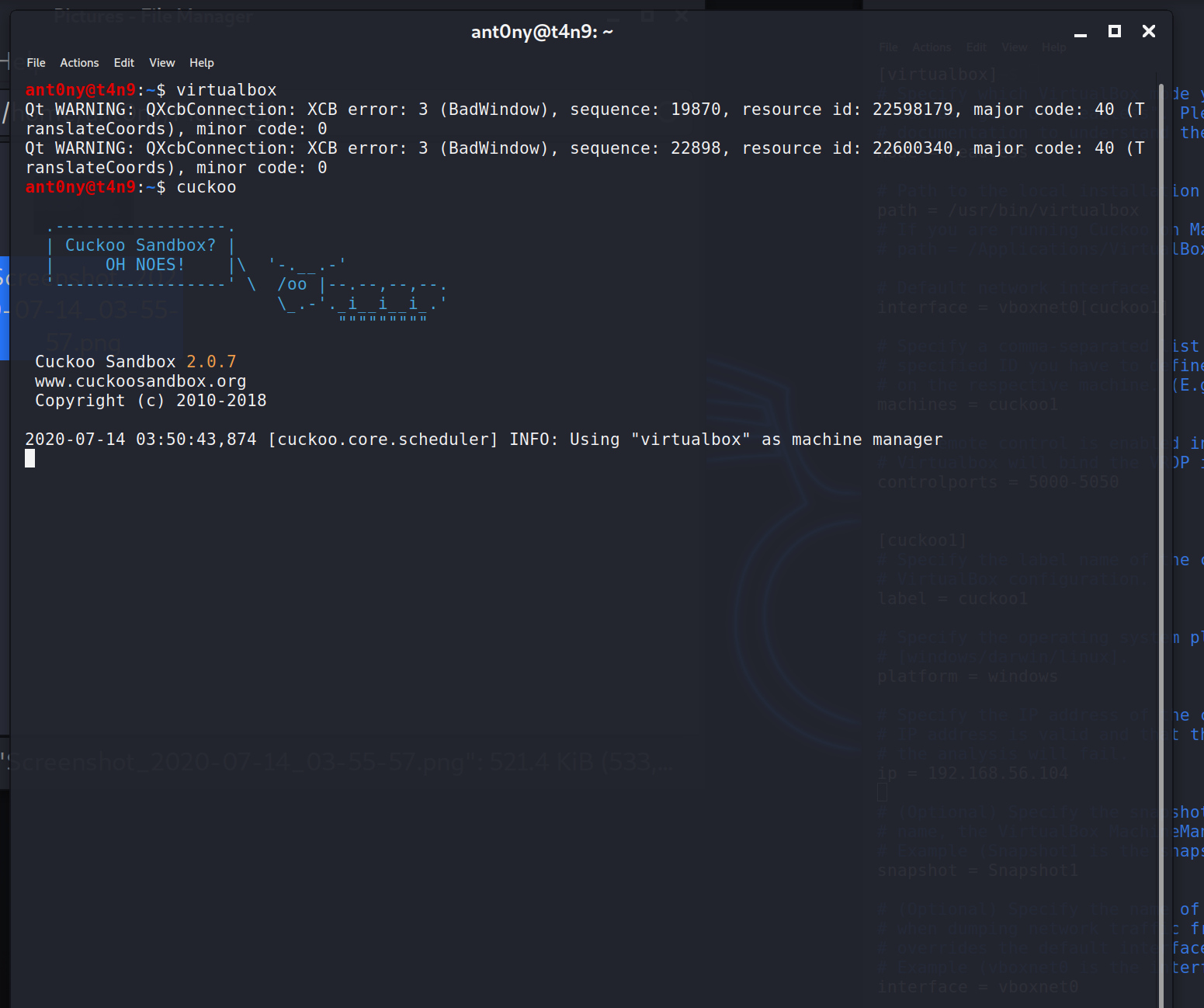 Cuckoo can't load status of VM · Issue #3072 · cuckoosandbox/cuckoo · GitHub