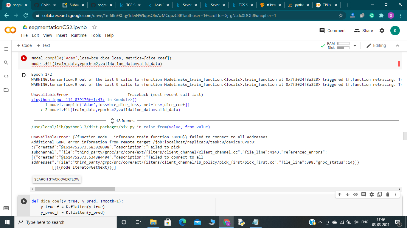 Colab training with TPU gives error · Issue #1886 · googlecolab/colabtools · GitHub