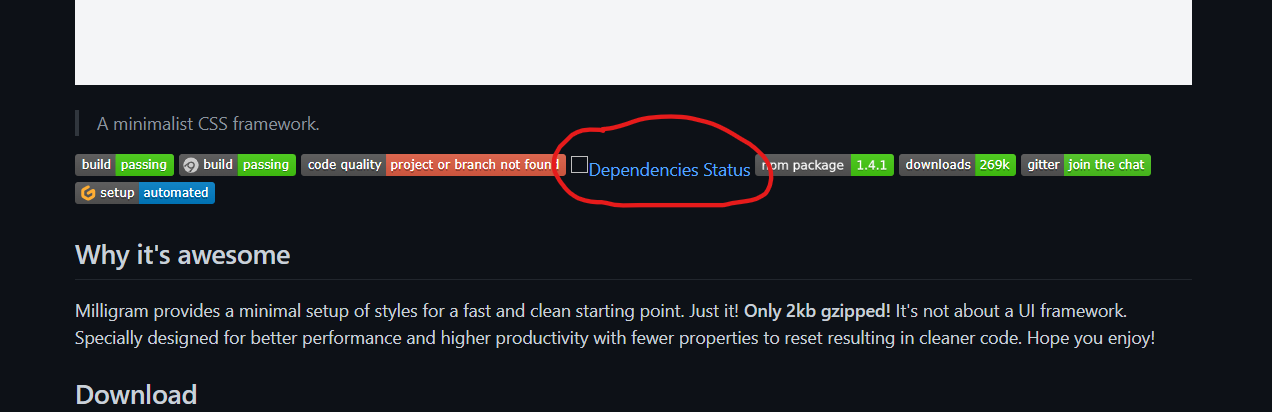 Dependencies Status Not Rendering In Readme · Issue 330 · Milligrammilligram · Github 