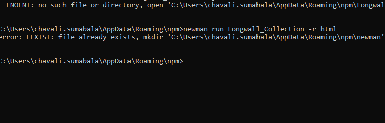 Facing Trouble In Running The Newman Html Reporter Installed Newman