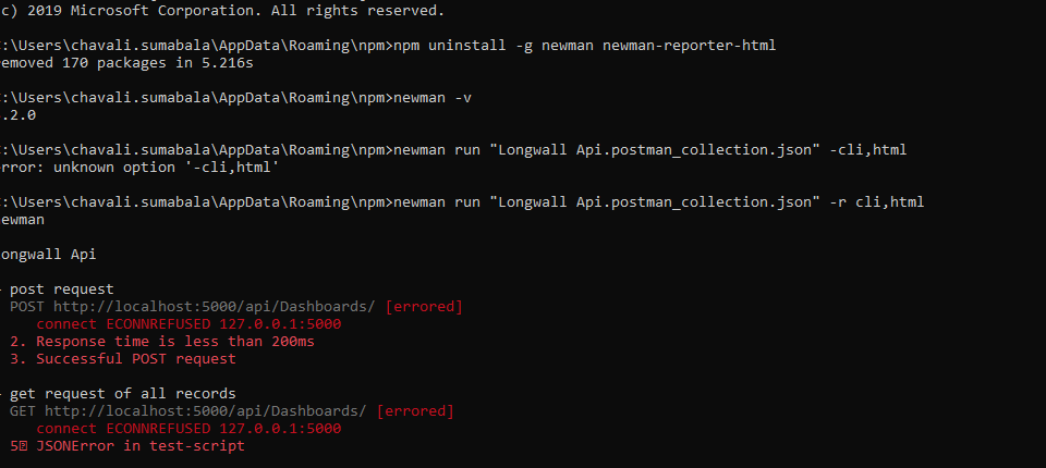 Facing Trouble In Running The Newman Html Reporter Installed Newman