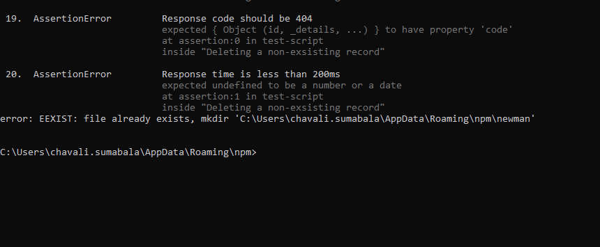 Facing Trouble In Running The Newman Html Reporter Installed Newman