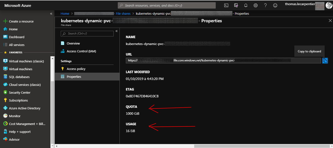 I use 1Tb mounted azurefile see as full but it is empty. · Issue #1246 · Azure/AKS · GitHub