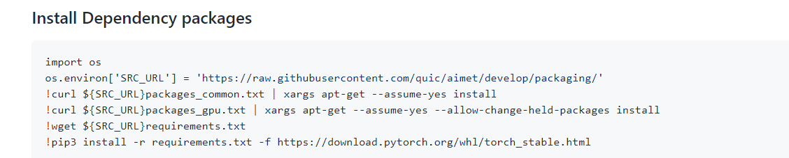 Missing files installing AIMET via Google Colab · Issue #791 · quic/aimet · GitHub